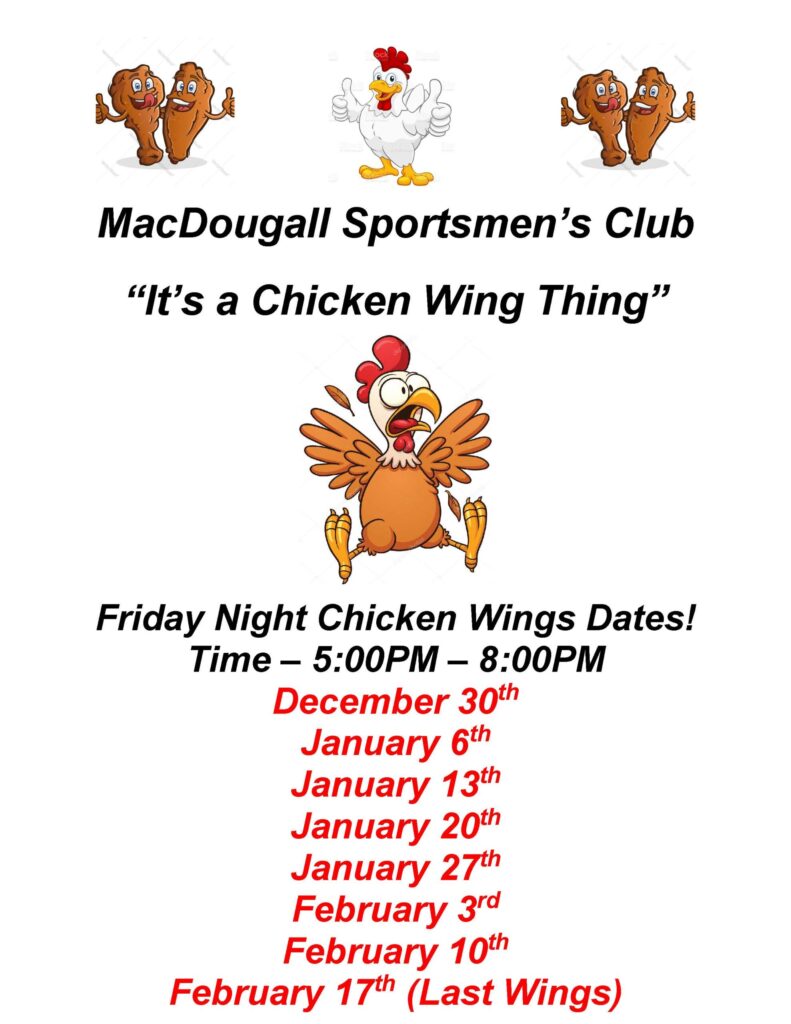 Friday Night Chicken Wings – MacDougall Sportsmen's Club